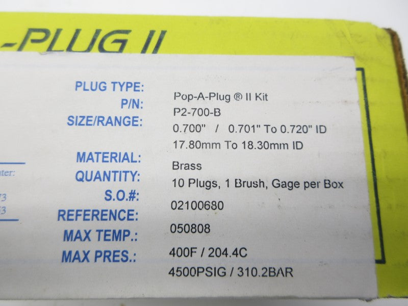 POP-A-PLUG P2-700-B (PKG OF 10) NSFS – MRO Global Solutions