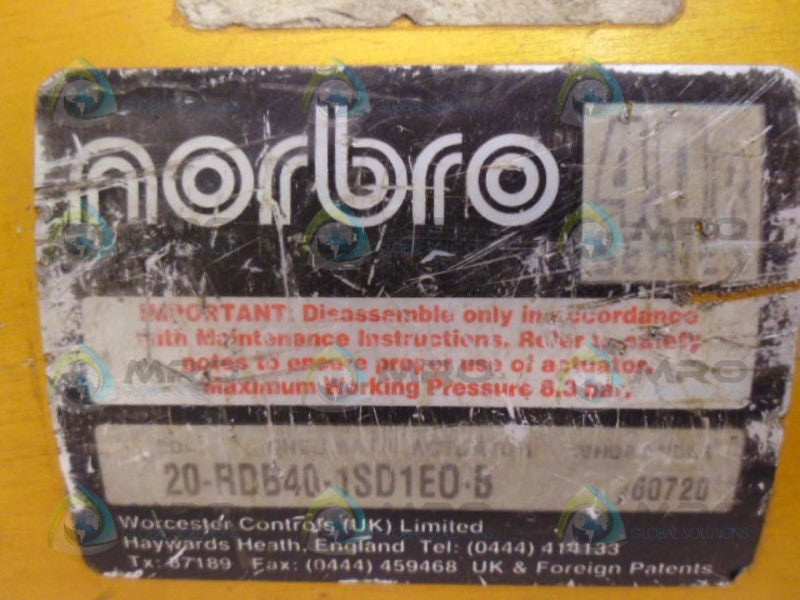 NORBRO 20-RDB40-1SD1E0-B PNEUMATIC ACTUATOR (AS PICTURED) UNMP