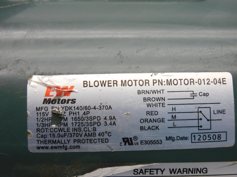 EW MOTORS YDK140/60-4-370A 115V 4.9A UNMP