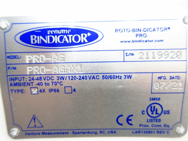 BINDICATOR PRO-AGAX1 PRO-AG 24-28VDC NSNP – MRO Global Solutions