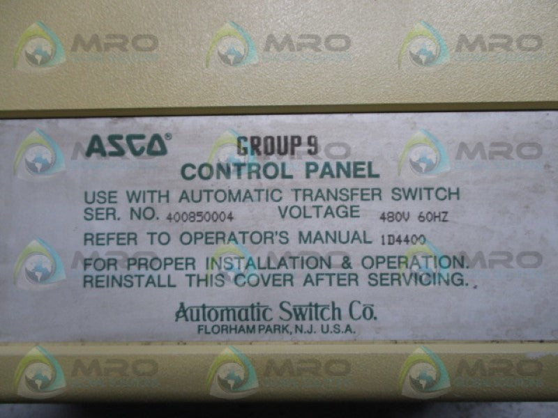 ASCO GROUP 9 CONTROL PANEL * USED * – MRO Global Solutions