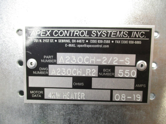 APEX CONTROL SYSTEMS A230CH-2/2-S NSNP – MRO Global Solutions