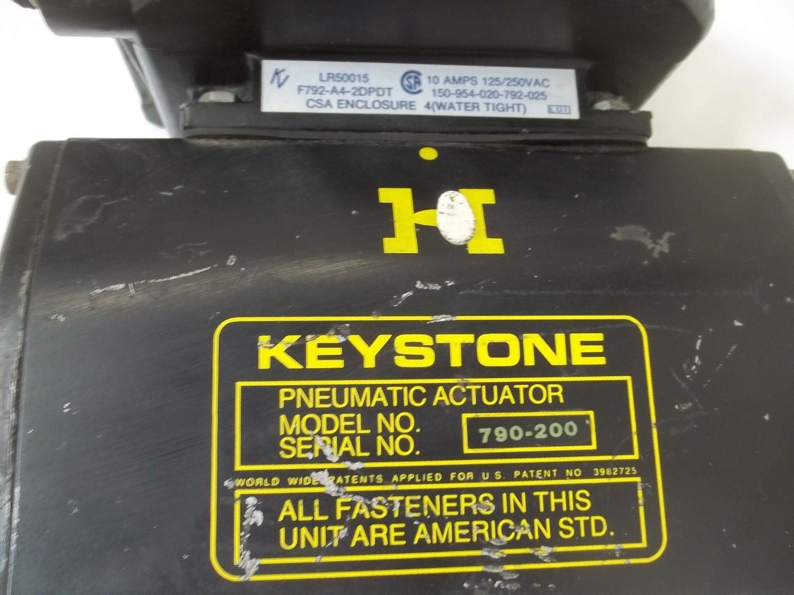 KEYSTONE 790-200 PNEUMATIC ACTUATOR *USED*