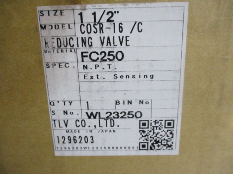 TLV COSR-16/C STEAM PRESSURE REDUCING VALVE SIZE 1-1/2" * NEW IN BOX