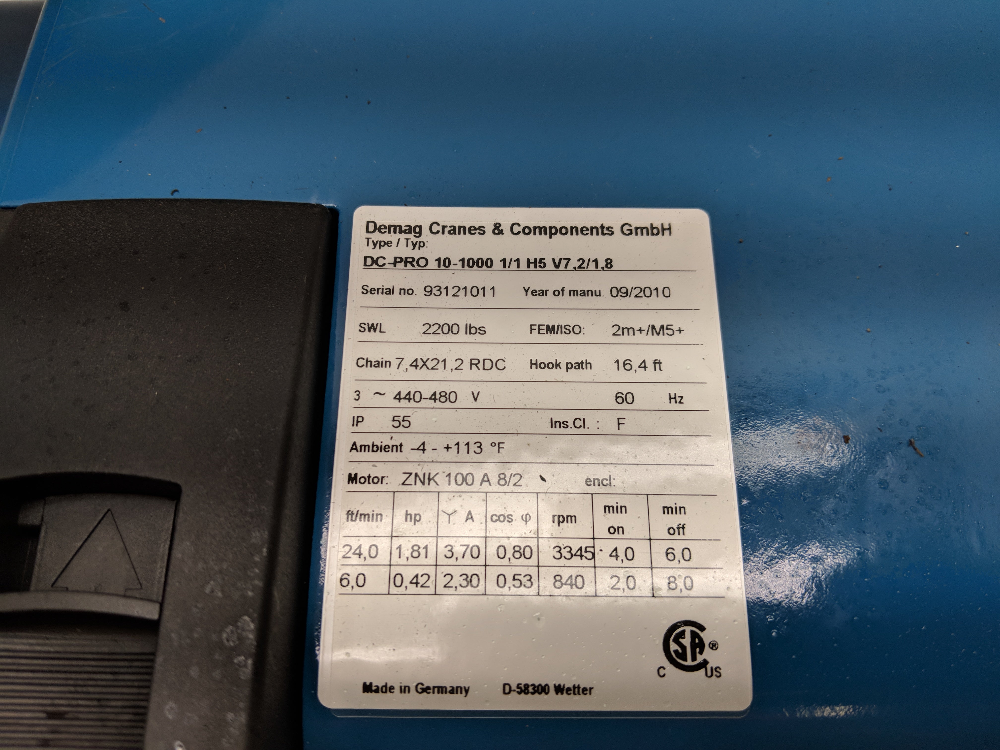 DEMAG DC-PRO 10-1000 1/1 H5 V7.2/1.8 NSMP