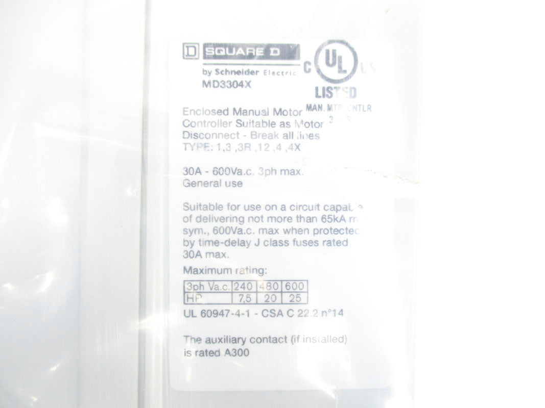 SQUARE D MD3304X 600VAC 30A NSNP – MRO Global Solutions