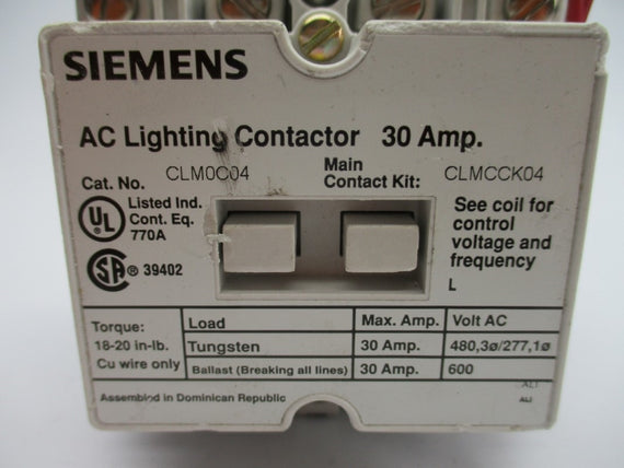 SIEMENS CLM0C04 110/120V 30A NUPI – MRO Global Solutions
