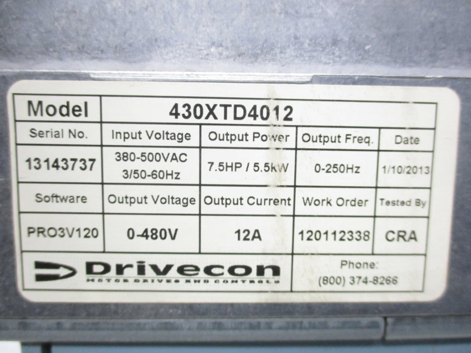 DRIVECON 430XTD4012 UNMP – MRO Global Solutions