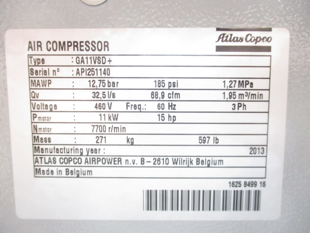 ATLAS COPCO GA11VSD+FF UNMP