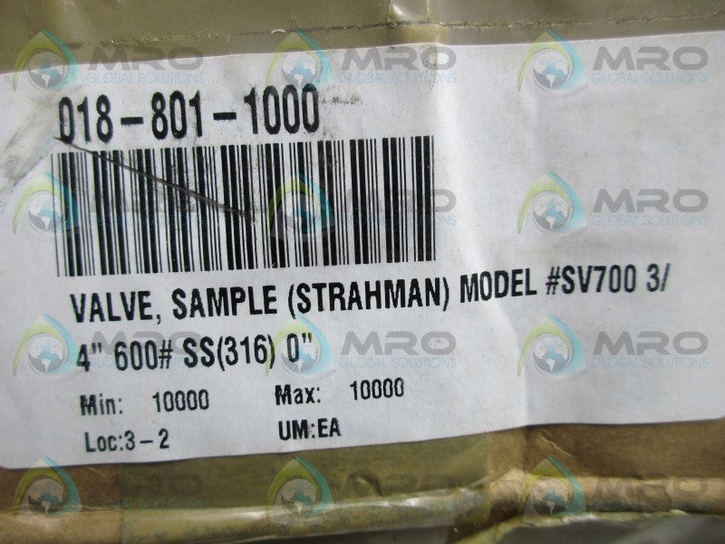 STRAHMAN SV700 SAMPLE VALVE 3/4" * NEW IN BOX
