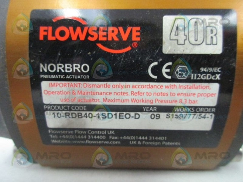 FLOWSERVE NORBRO 40R 10-RDB40-1SD1E0-D PNEUMATIC ACTUATOR * NEW NO BOX ...