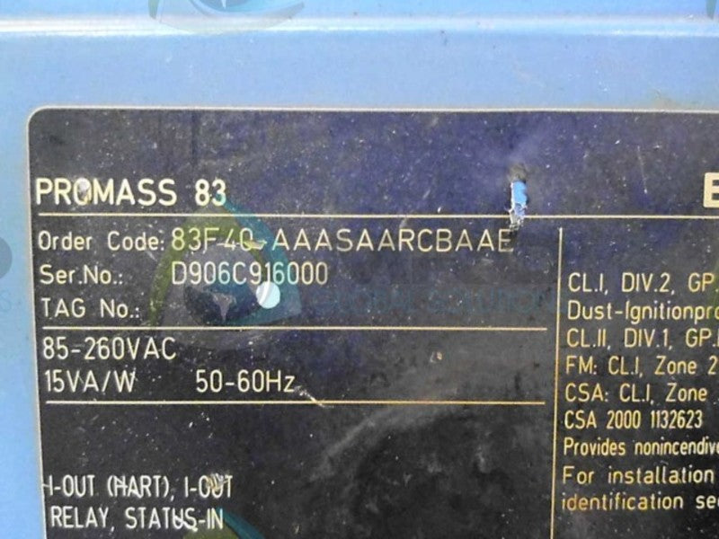 ENDRESS+HAUSER PROMASS 83 83F40-AAASAARCBAAE * USED