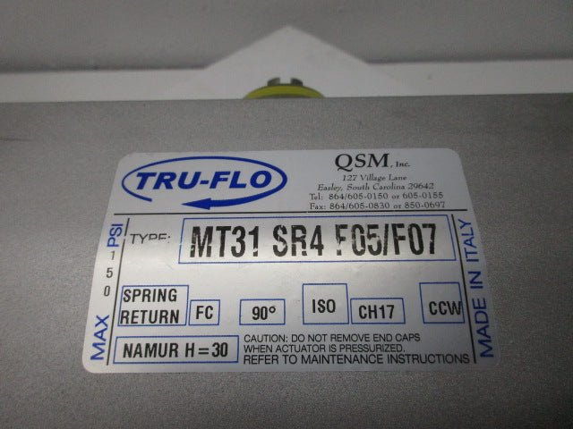 TRU-FLO MT31-SR4-F05/F07 PNEUMATIC ACTUATOR * USED * – MRO Global Solutions
