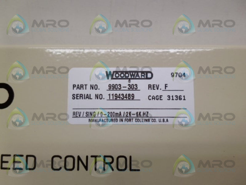 WOODWARD 9903-303 2301A LOAD SHARING & SPEED CONTROL UNMP – MRO Global ...