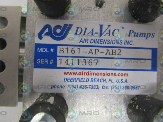 AIR DIMENSIONS B161-AP-AB2 PUMP * NEW NO BOX * – MRO Global Solutions