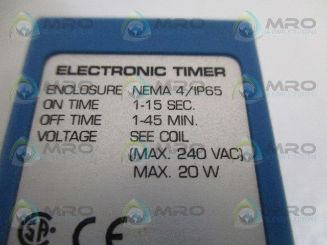HANKISON NEMA 4/IP65 ELECTRONIC TIMER 1-15 SEC. / 1-45 MIN. *USED*
