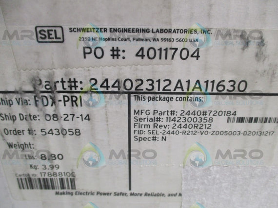 SEL SEL-2440 24402312A1A11630 PROGRAMMABLE AUTOMATION CONTROLLER * NEW