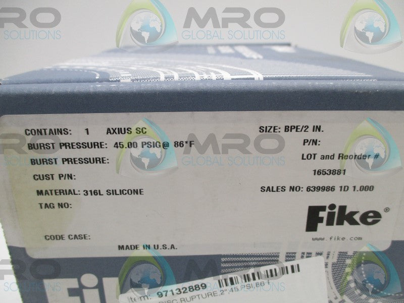 FIKE AXIUS SC BPE/2 IN. RUPTURE DISC * NEW IN BOX * – MRO Global Solutions