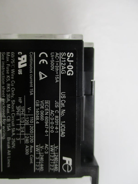 FUJI ELECTRIC SJ-0G SJ12AG MAGNETIC CONTACTOR 24VDC * NEW NO BOX * – MRO Global Solutions