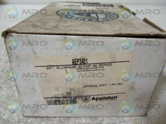 APPLETON AEP3451 3/4" ALUMINUM 30AMP AE SERIES PLUG * NEW IN BOX