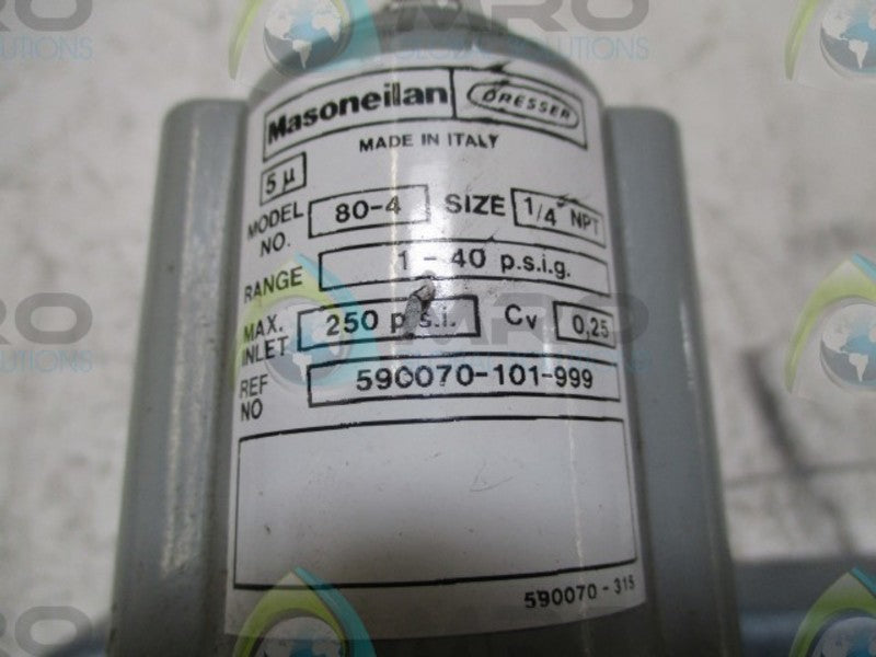 MASONEILAN 0800-20 PNEUMATIC LEVEL CONTROLLER w/ 80-4 REGULATOR * USED