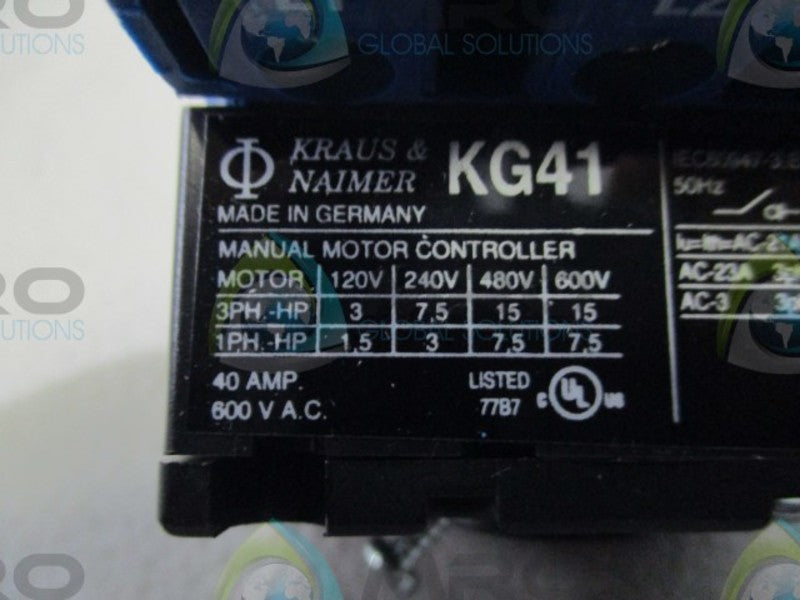KRAUS & NAIMER KG41B.T213/65.VE MANUAL MOTOR CONTROLLER * NEW IN BOX ...