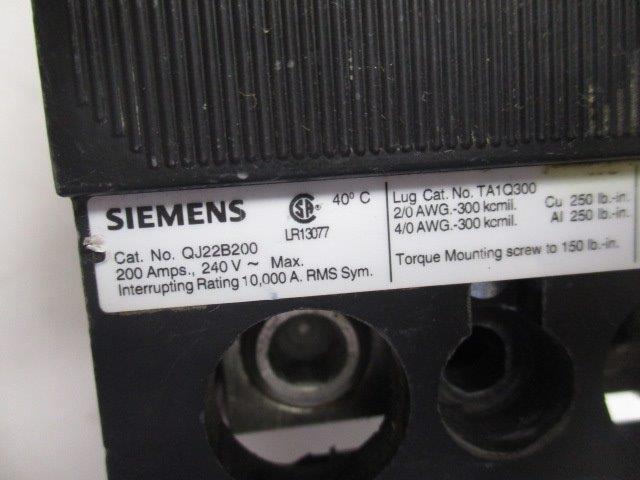 SIEMENS QJ22B200 CIRCUIT BREAKER 200A * USED * – MRO Global Solutions