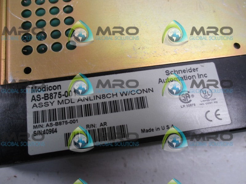 AEG SCHNEIDER AUTOMATION MODICON AS-B875-001 ANALOG INPUT MODULE *USED – MRO Global Solutions