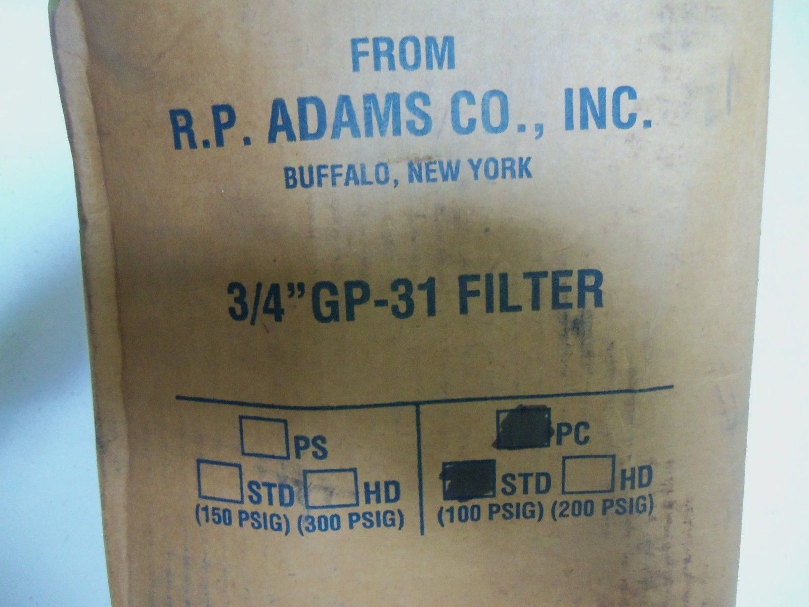 R.P. ADAMS GP-31 FILTER *NEW IN BOX*