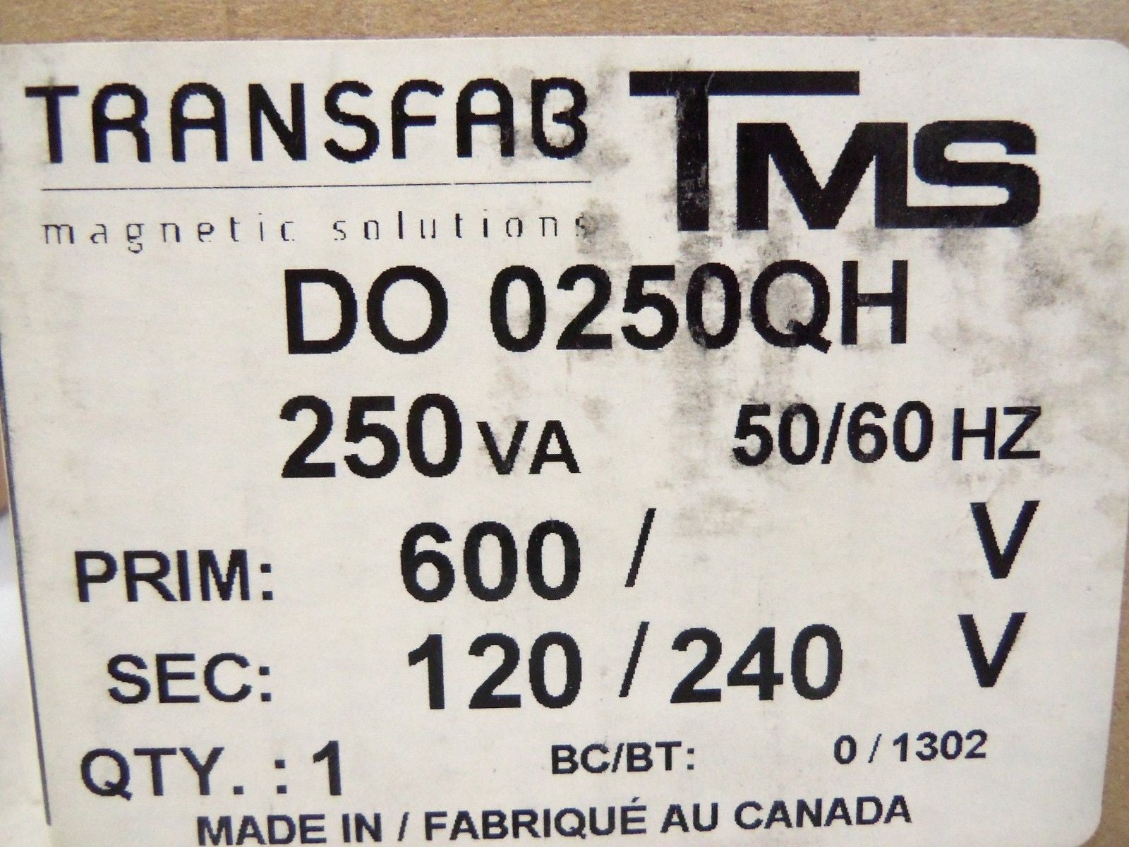 TRANSFAB DO 0250QH *NEW IN BOX*